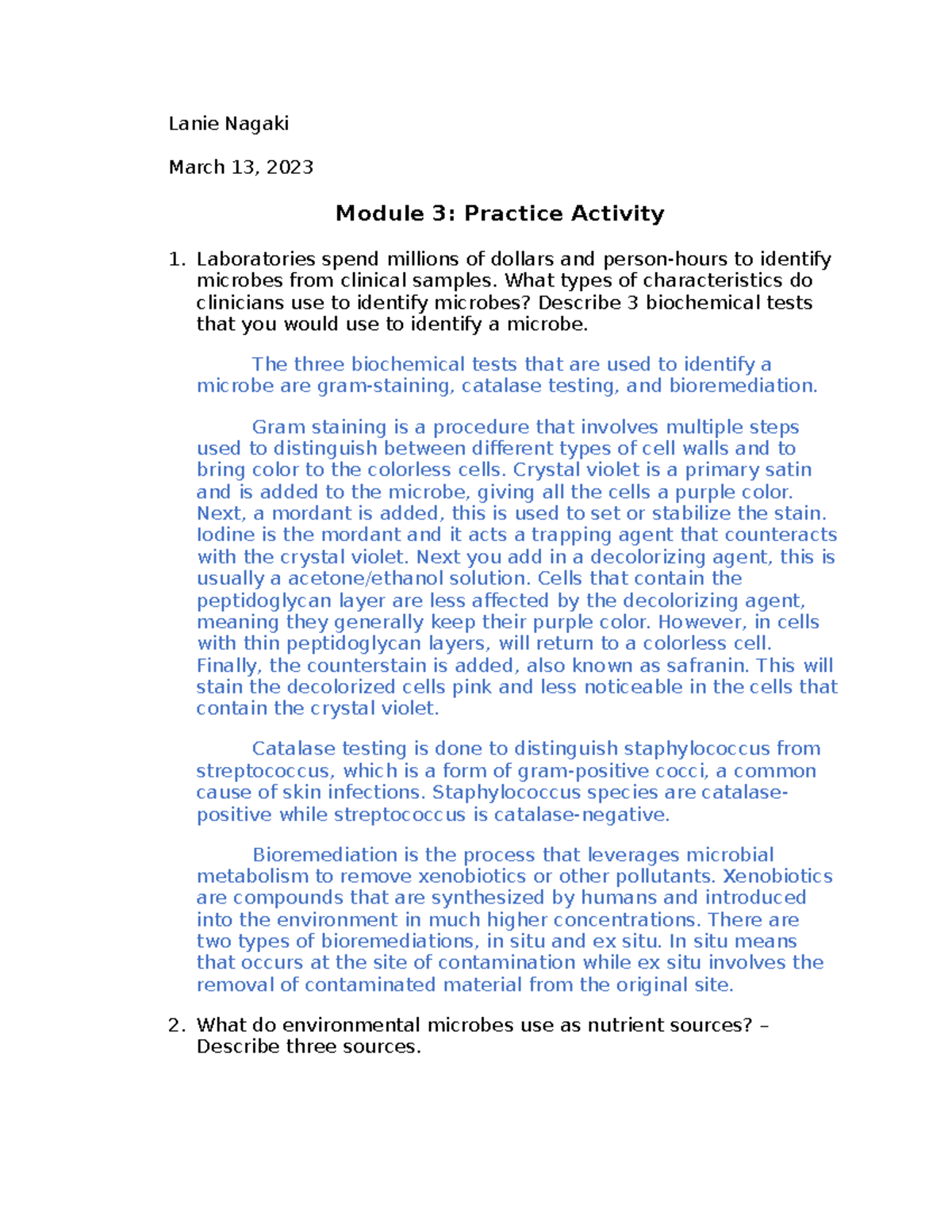 Practice Activity - Lanie Nagaki March 13, 2023 Module 3: Practice ...