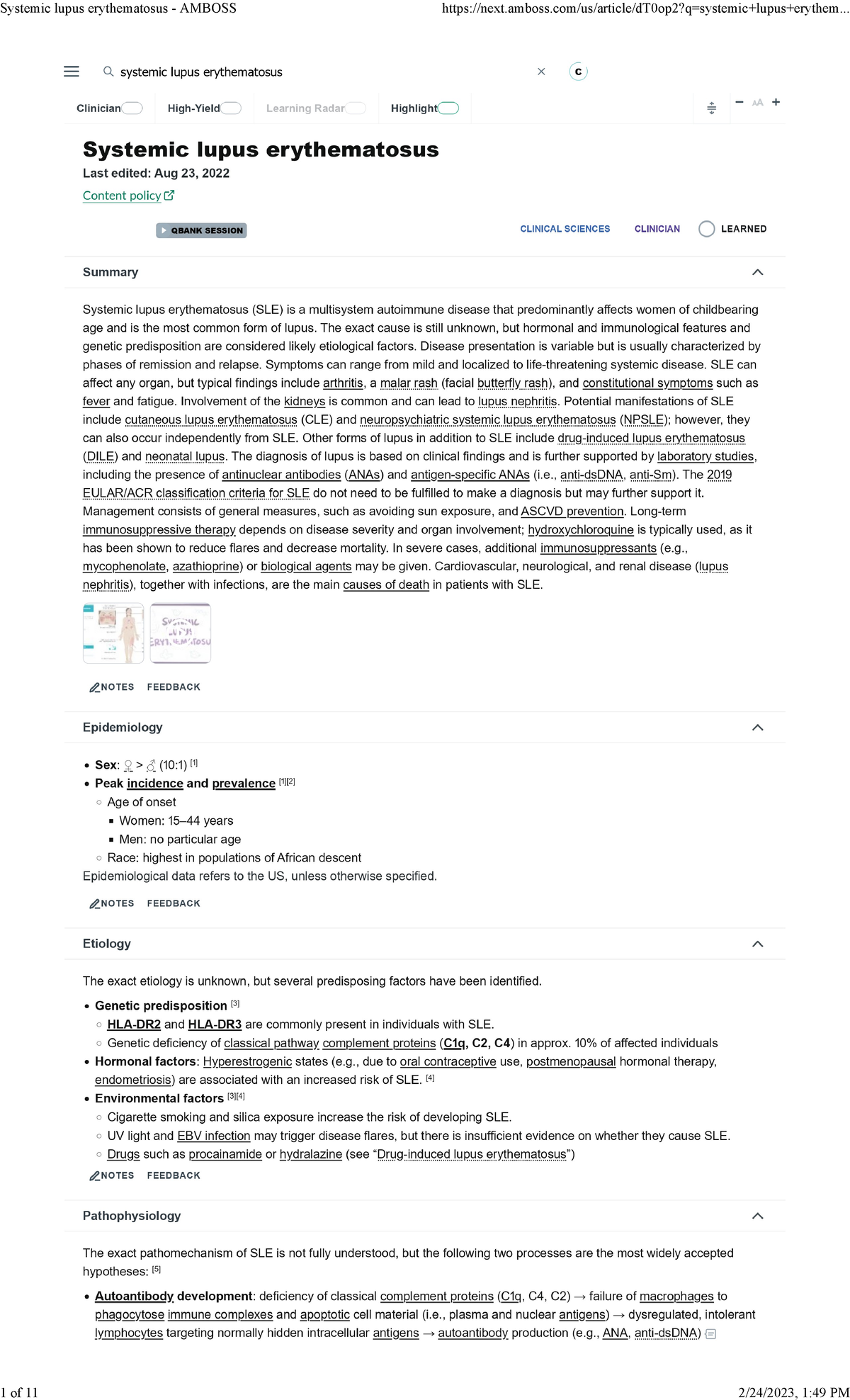 SLE - Amboss - Systemic lupus - Systemic lupus erythematosus Last ...