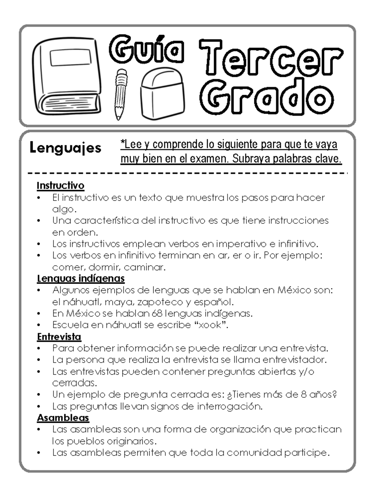 Guía 3° - ... - Guía *Lee y comprende lo siguiente para que te vaya muy bien en el examen ...