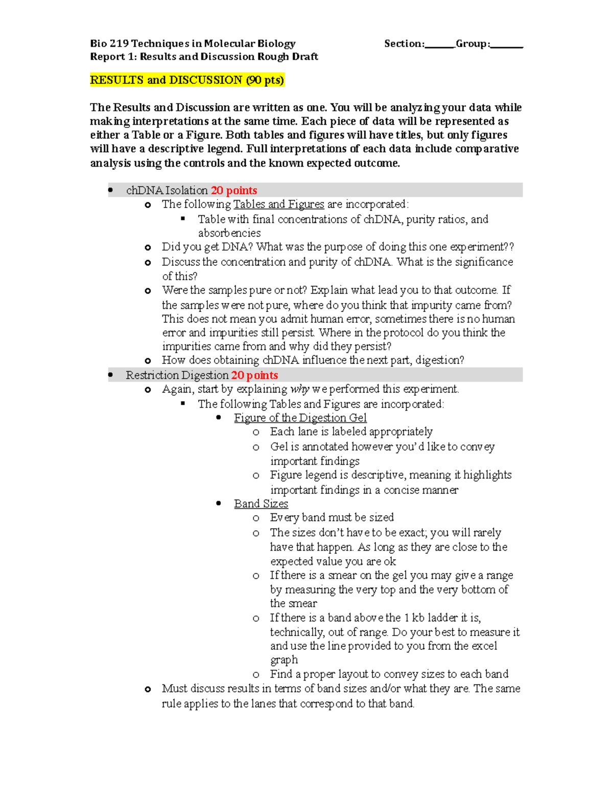 Bio 219 Results and Discussion Rough Draft Rubric(5) - Bio 219 ...
