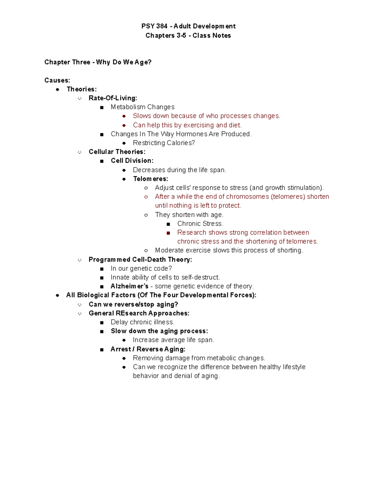 PSY 384 Ch. 3-5 Class Notes - Chapters 3-5 - Class Notes Chapter Three ...