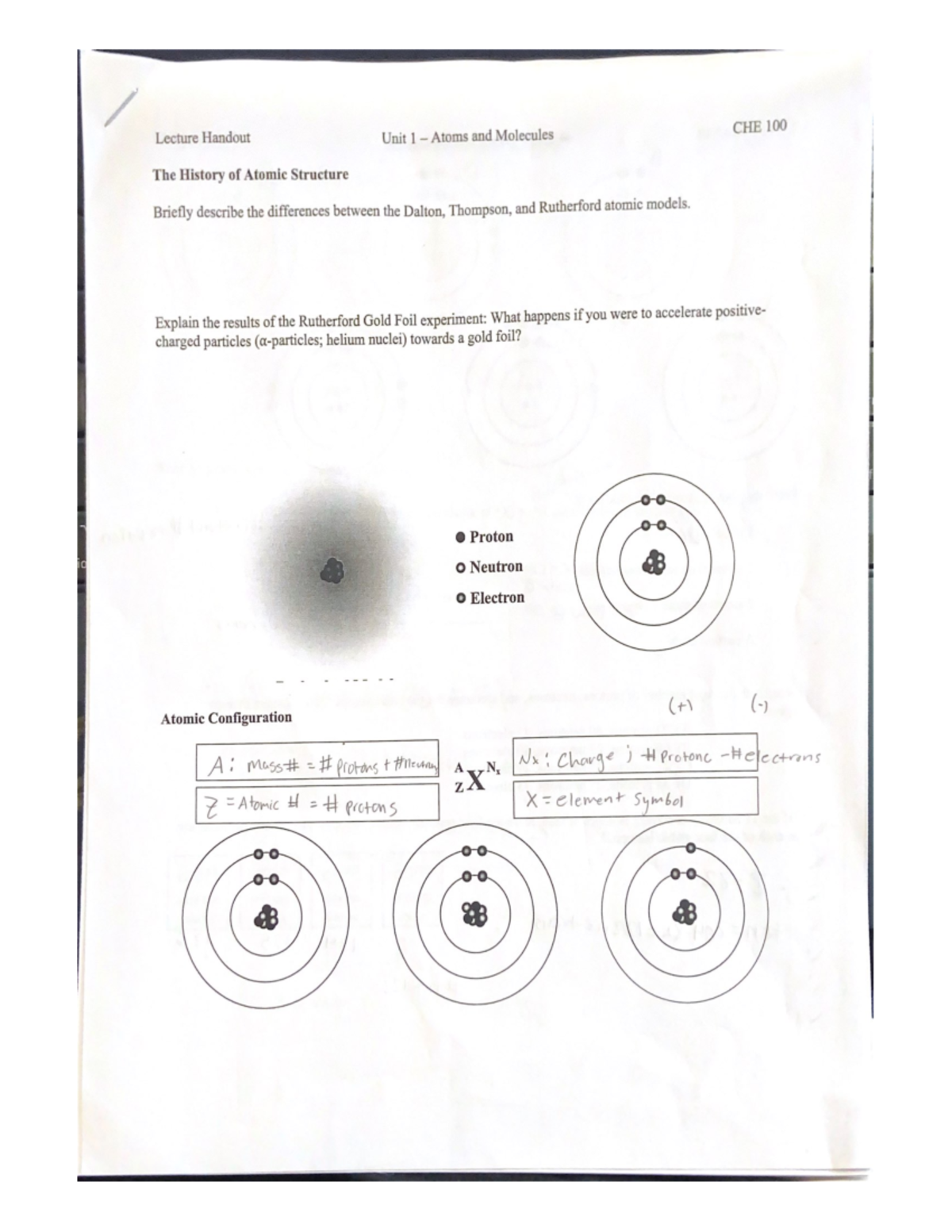 CHE 100 - TUES/THURS Lecture notes from Dr. Voras CHEM100 lectures ...