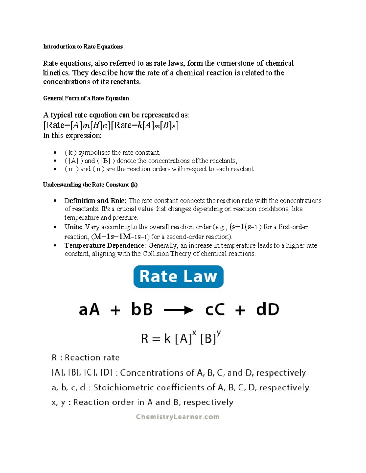 26.1.1 Introduction to Rate Equations - ####### Introduction to Rate ...