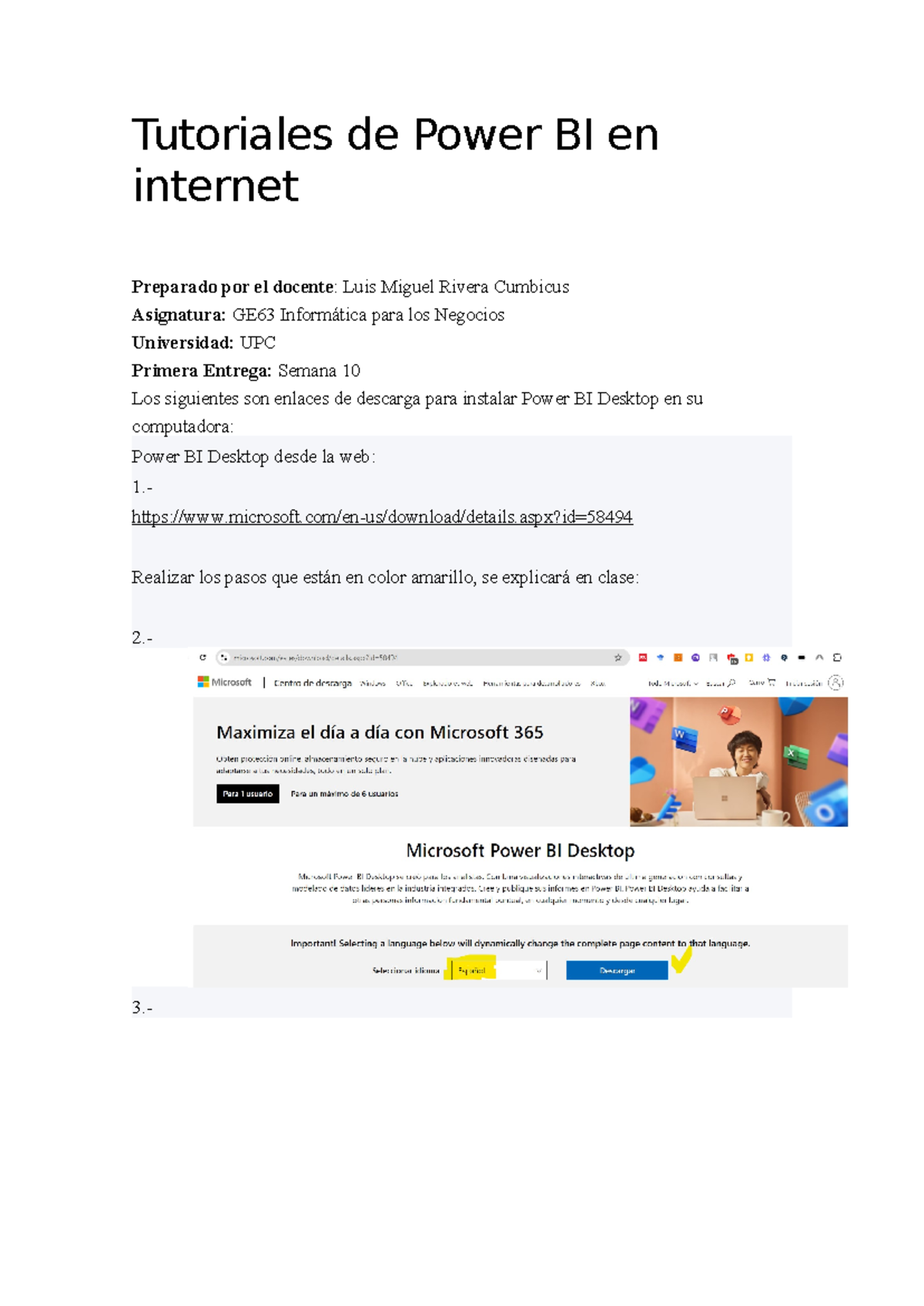 Tutorial de Power BI alumnos-v.1 - Tutoriales de Power BI en internet Preparado por el docente ...
