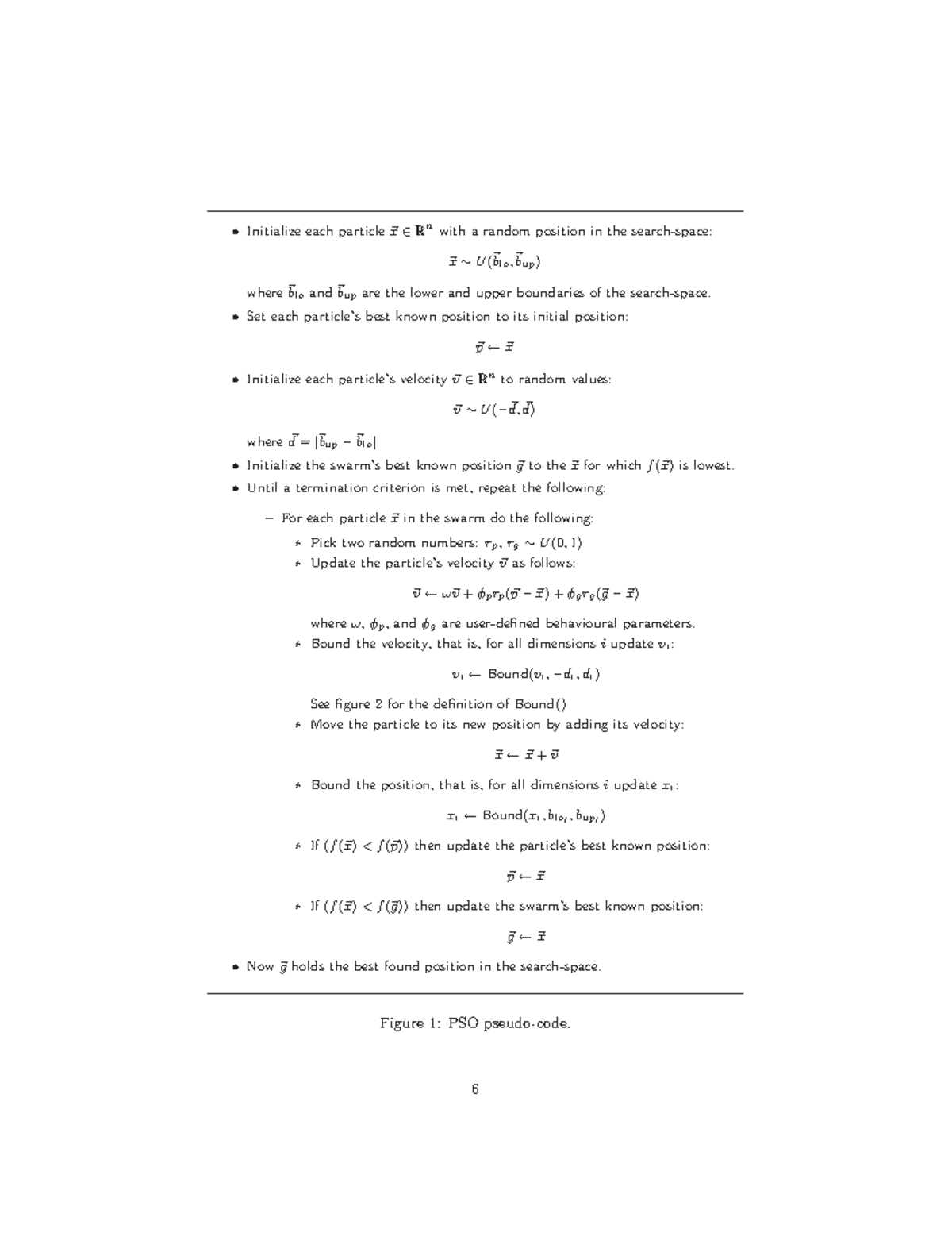 Pso-pseudocode - Research Questionnaire - Initialize each particle ~x ∈ ...
