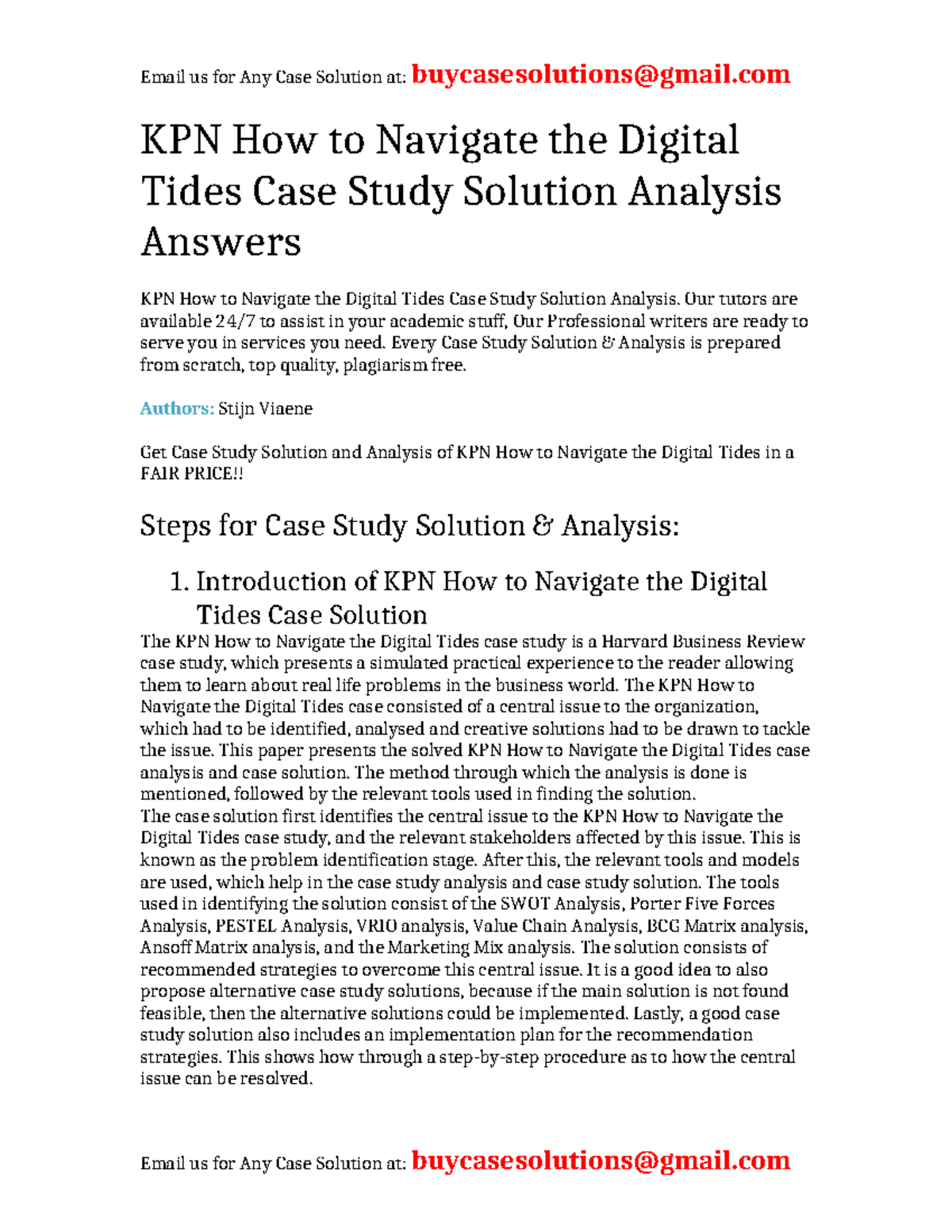 Case Solution KPN How to Navigate the Digital Tides - KPN How to Navigate the Digital Tides Case ...