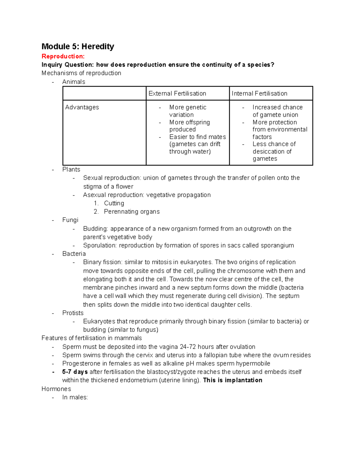 Year 12 Biology - Heredity - Module 5: Heredity Reproduction: Inquiry ...