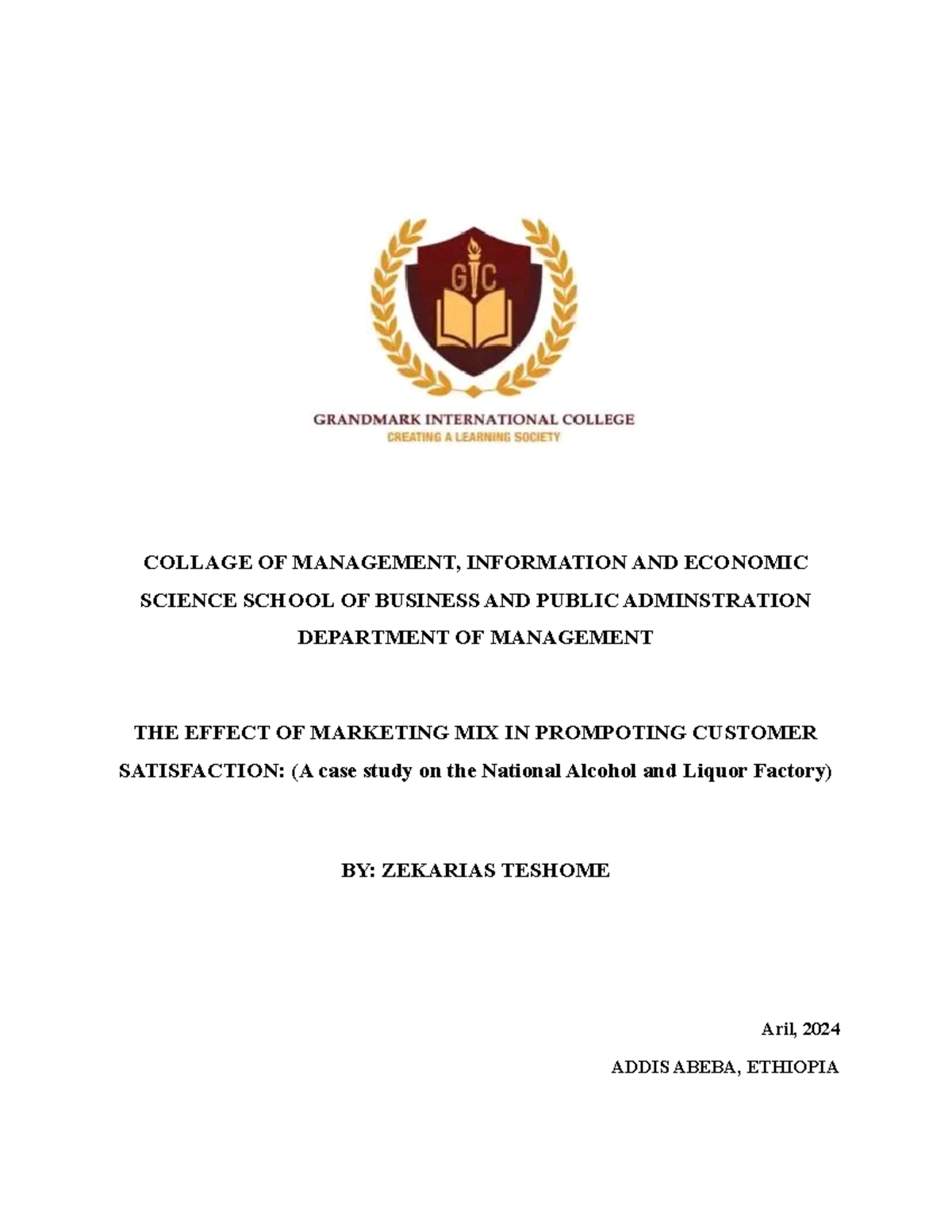 Final proposal - COLLAGE OF MANAGEMENT, INFORMATION AND ECONOMIC ...