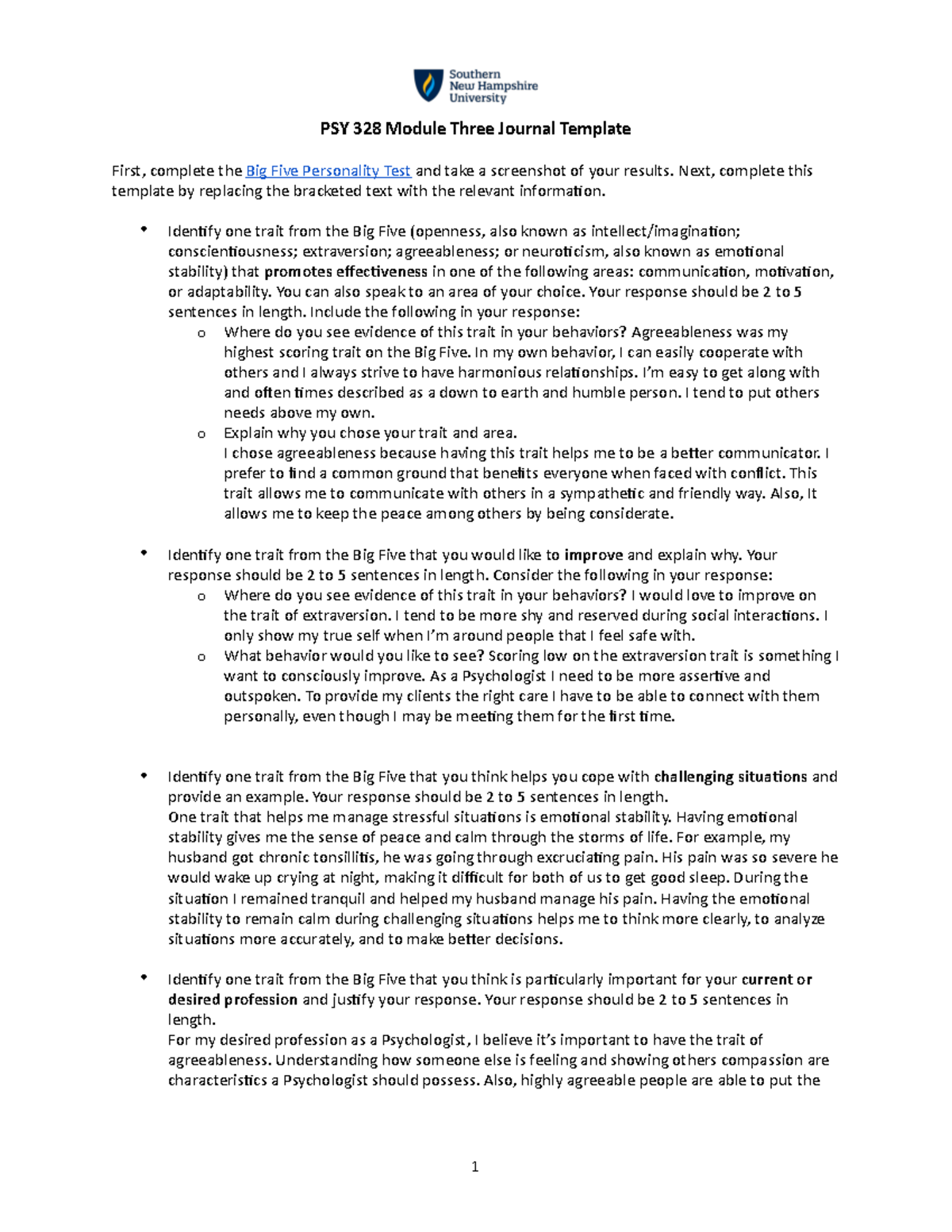 PSY 328 Module 3 Journal final - PSY 328 Module Three Journal Template ...