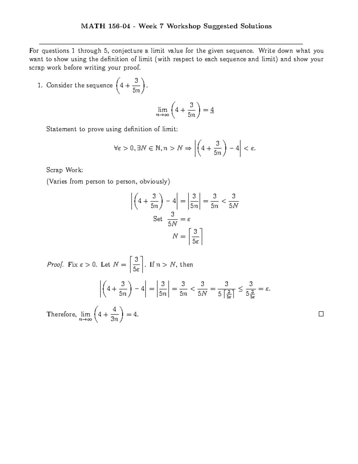 Workshop 7 - MATH 156-04 - Week 7 Workshop Suggested Solutions For ...