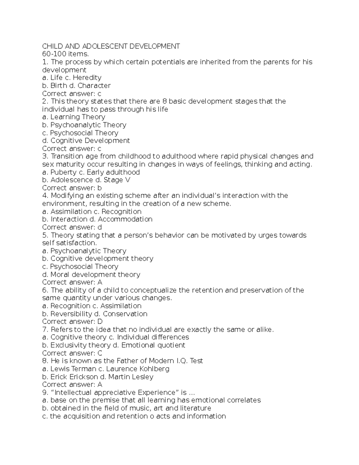 Child AND Adolescent Development - CHILD AND ADOLESCENT DEVELOPMENT 60 ...