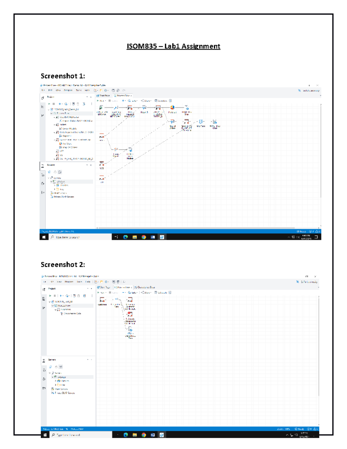 ISOM835 Lab1 Neha Lunawat - ISOM835 – Lab1 Assignment Screenshot 1: Screenshot 2: Q1) d) The ...
