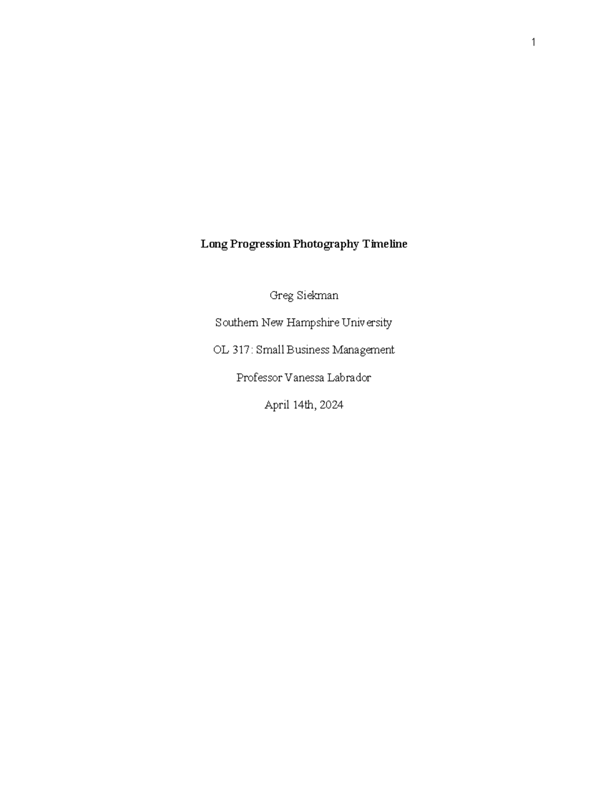 OL 317 Milestone Six - Long Progression Photography Timeline Greg ...