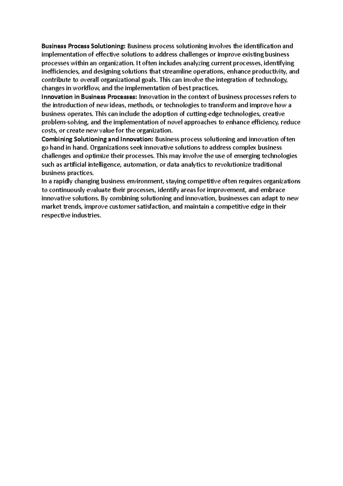 Tstes - sus - Business Process Solutioning: Business process ...