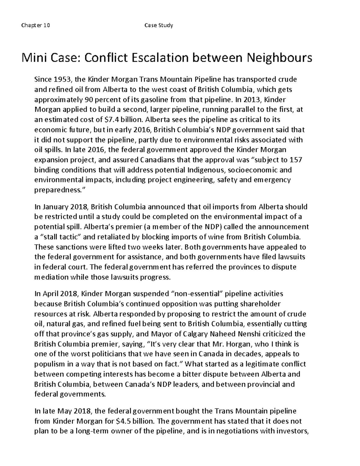 Case Study 3 - Ch 10 Conflict between Neighbours - Chapter 10 Case ...