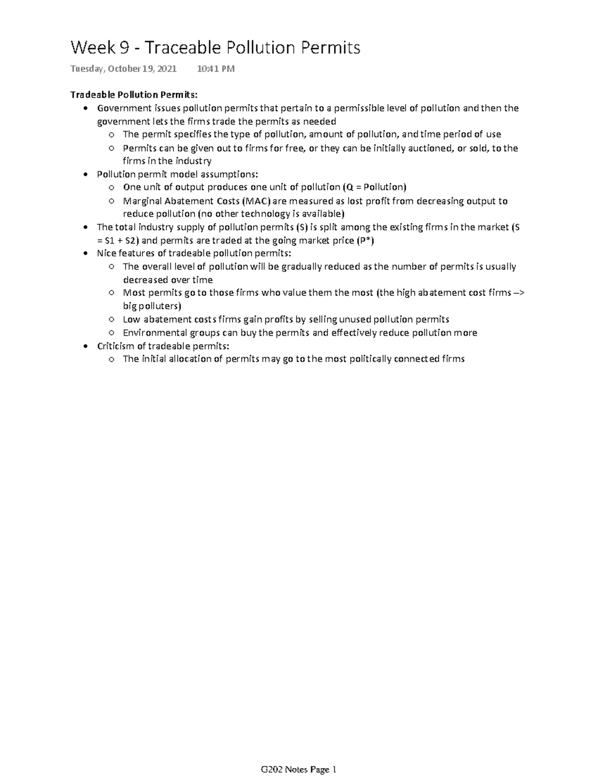 Week 9 - Traceable Pollution Permits - Tradeable Pollution Permits ...
