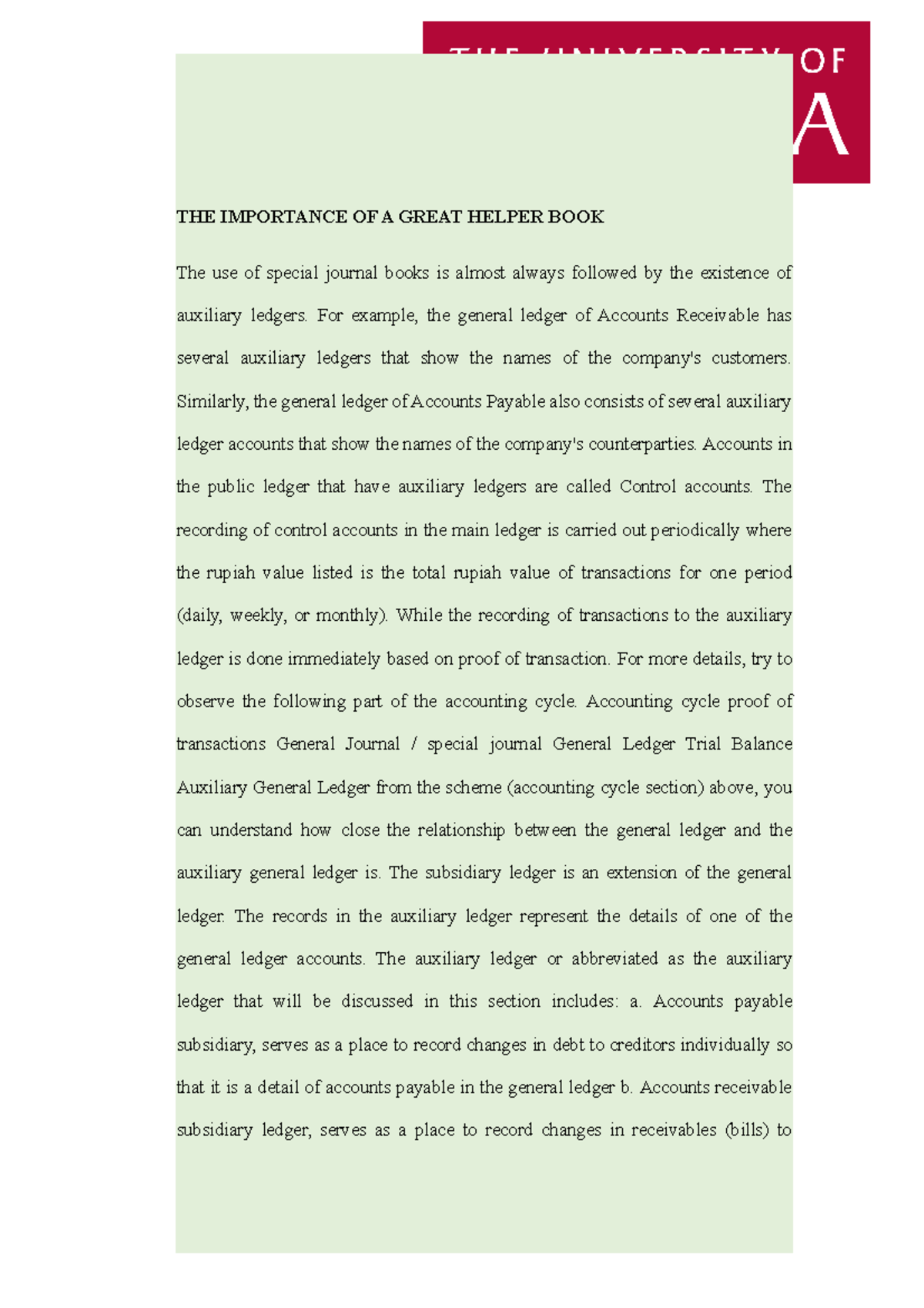 Documents Accounting - THE Importance OF A Great Helper BOOK - THE ...