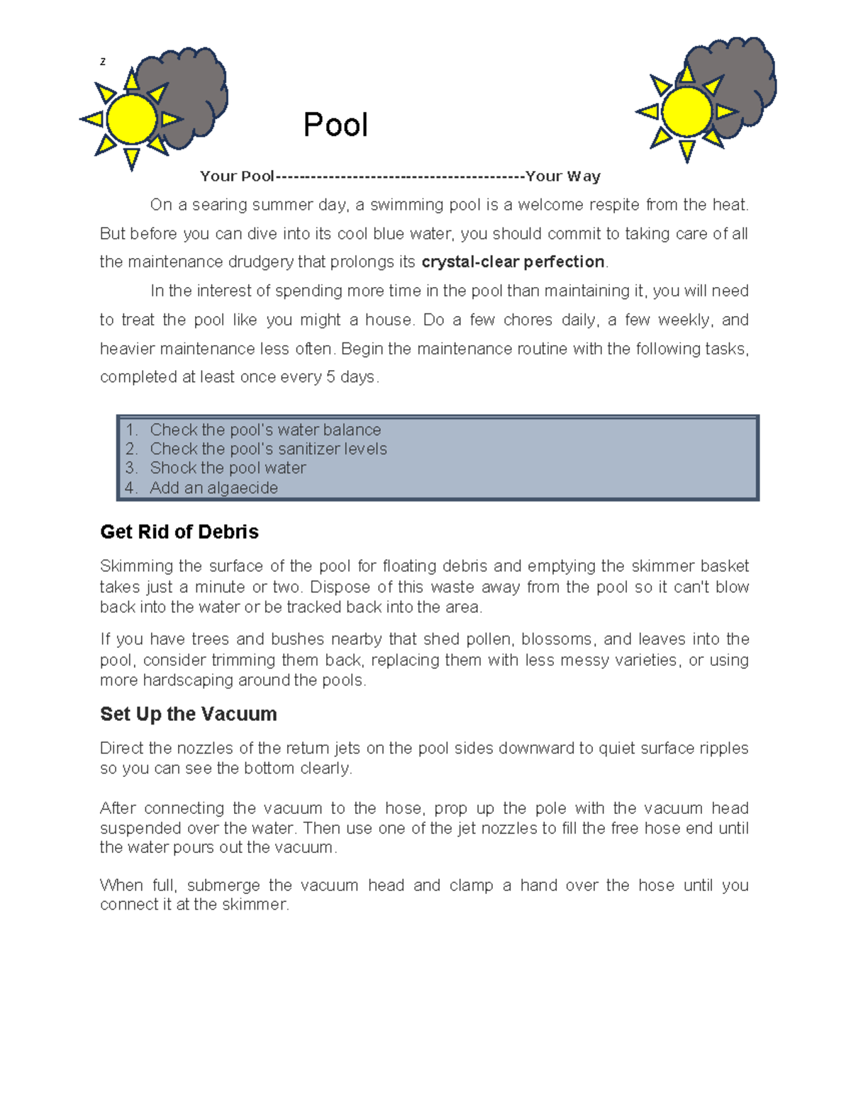 Exp22 Word Ch02 Cumulative Pool - z Your Pool-Your Way On a searing summer day, a swimming pool ...