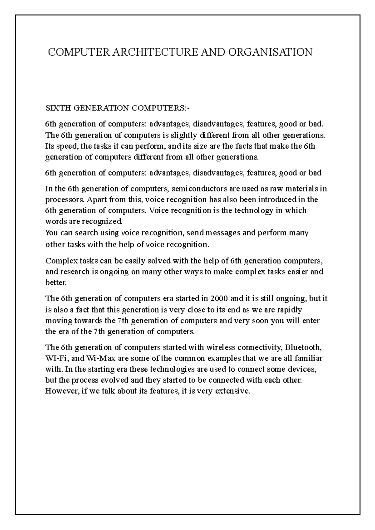 Computer Architecture AND Organisation - COMPUTER ARCHITECTURE AND ...