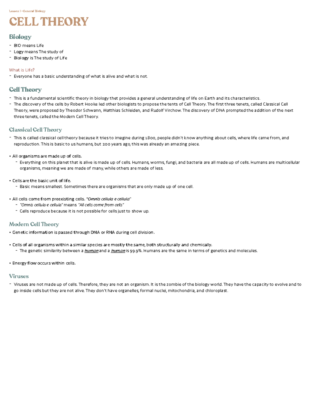 Cell Theory and Cell Organelles - Lesson 1 • General Biology CELL ...