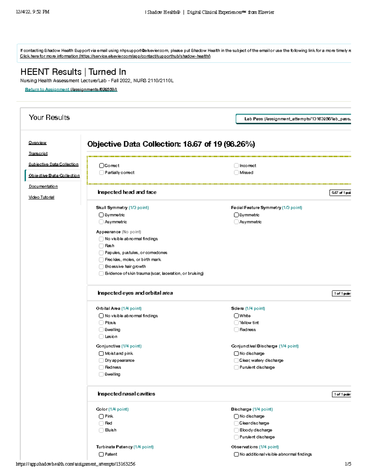 Shadow Health Heent Tina Jones - HEENT Results | Turned In Nursing ...
