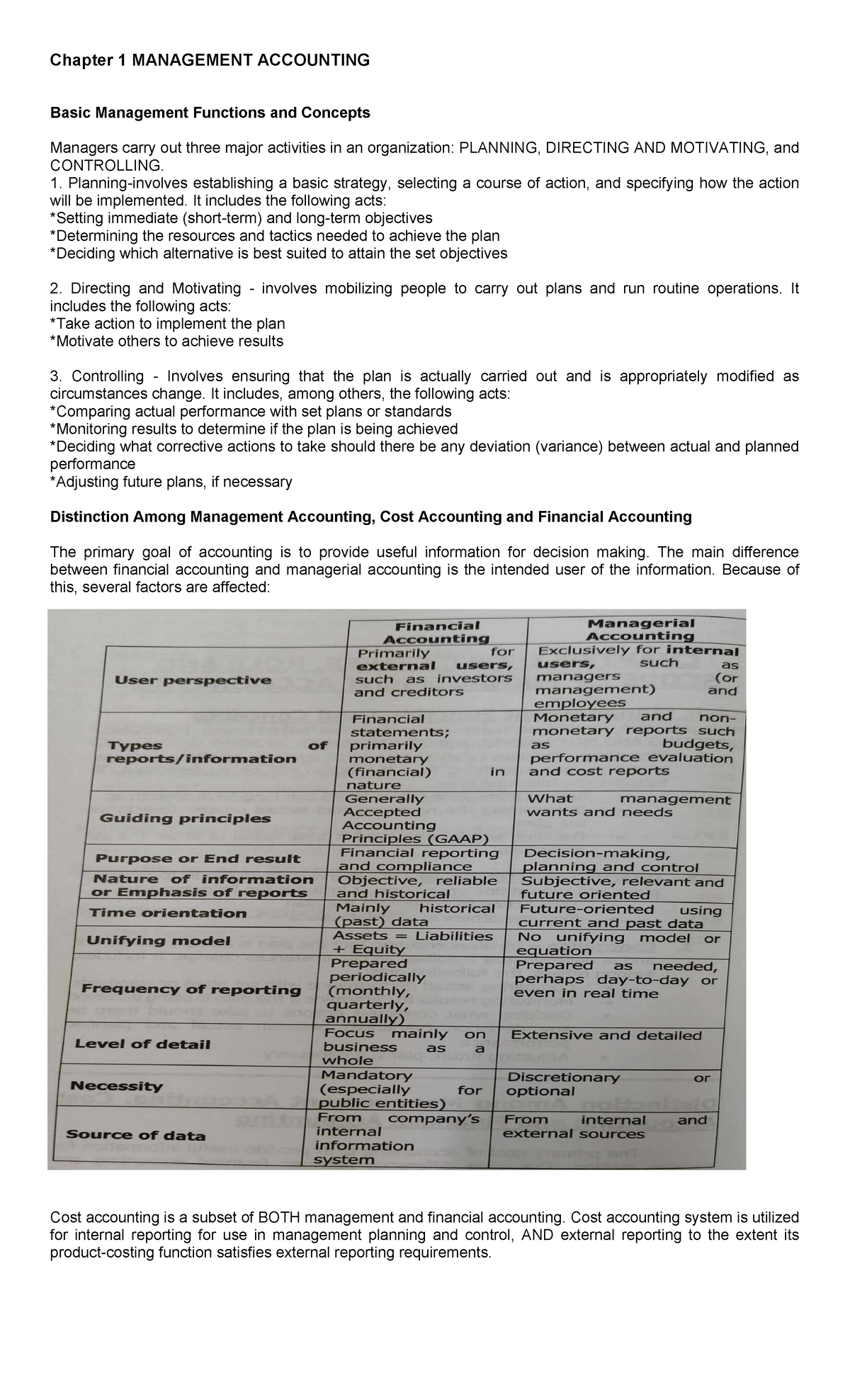 68b4f27791 c4e955e331a7e47a4f8e4e - Chapter 1 MANAGEMENT ACCOUNTING Basic Management Functions ...