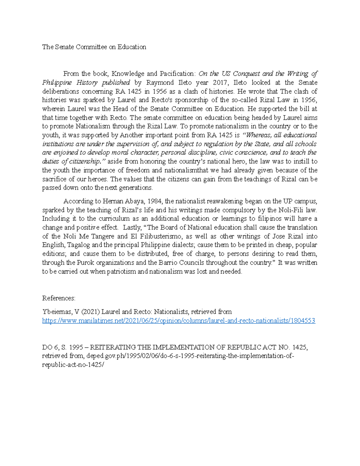 Senate Committee ON Education - The Senate Committee on Education From ...