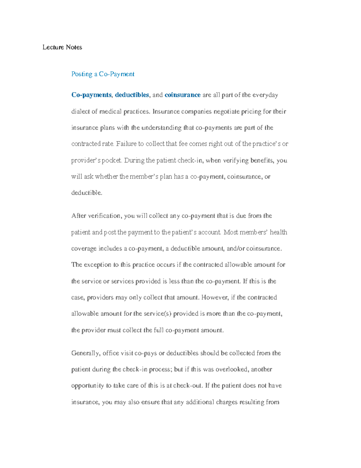 Electronic Lec 2 Lecture Notes Based On The Procedure Of Billing And Documentation Lecture