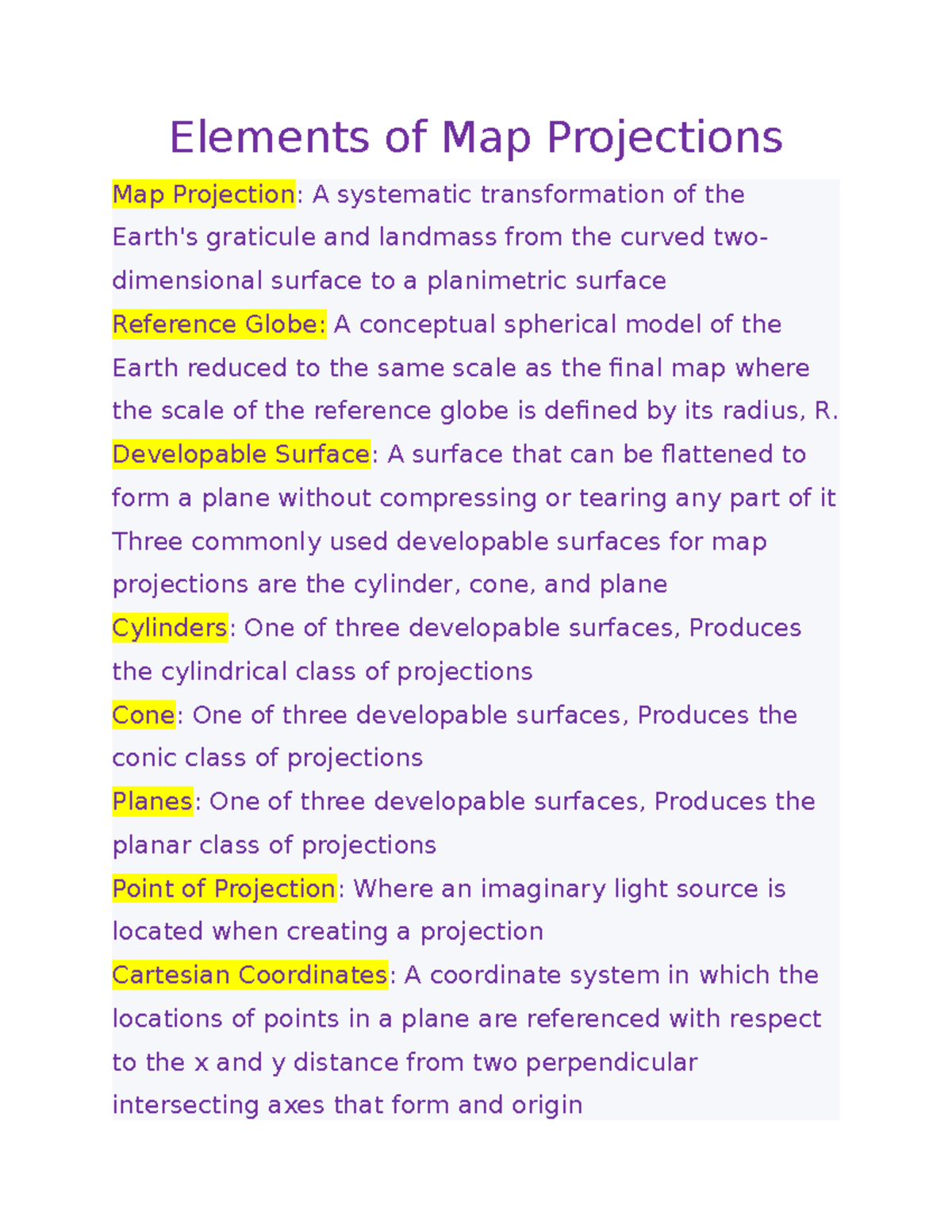 Elements of Map Projections - Developable Surface: A surface that can ...