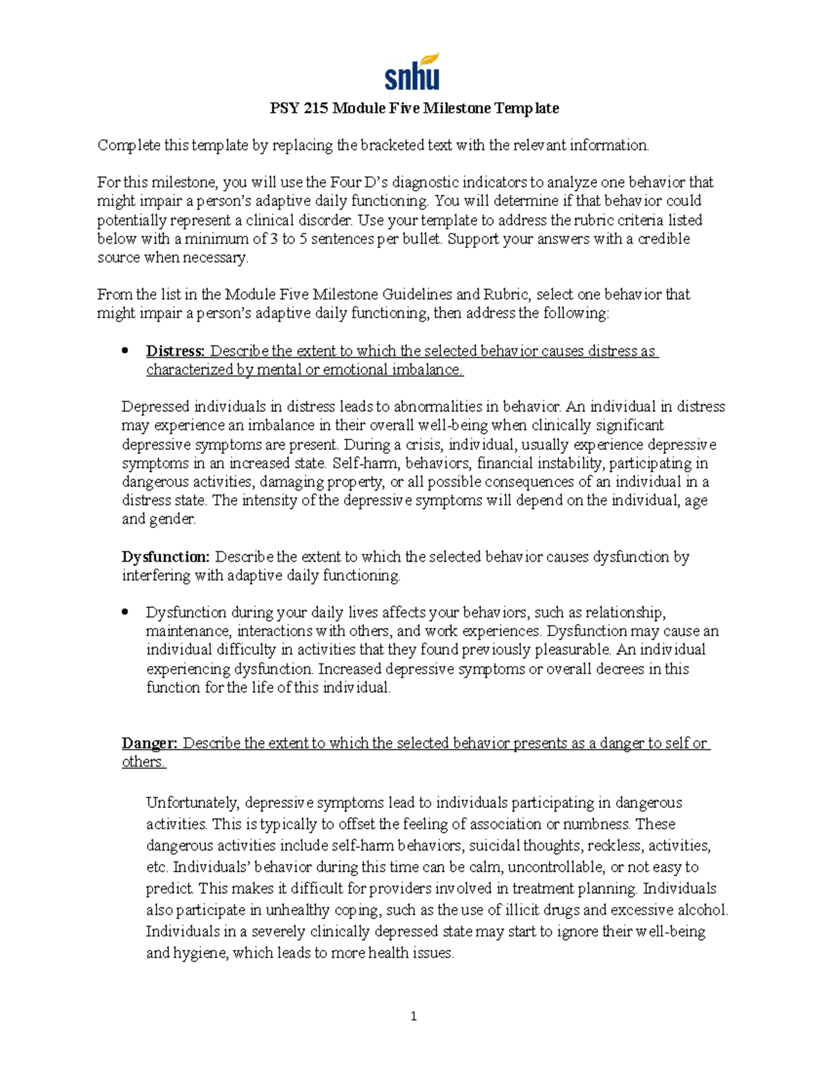 PSY 215 Module Five Milestone finished - PSY 215 Module Five Milestone ...