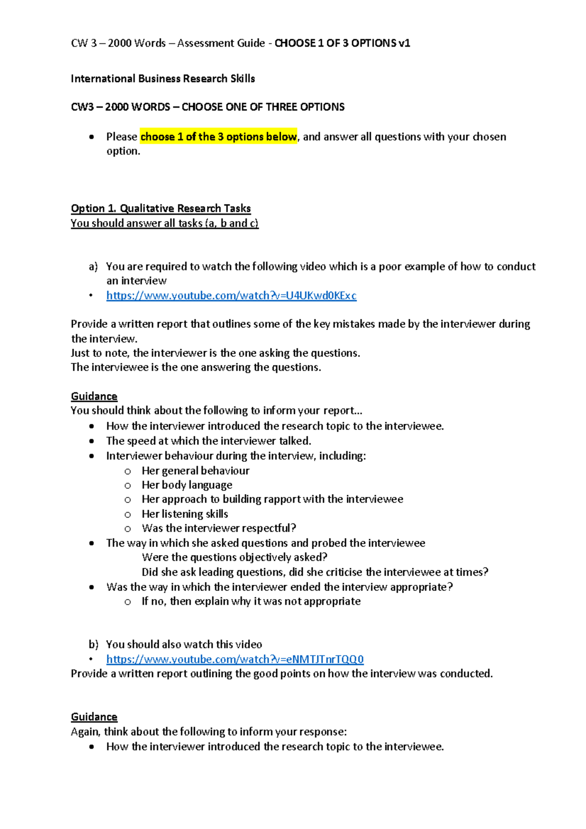 BMG871 CW3 Assignment guide Choice of three for 2000 word report ...
