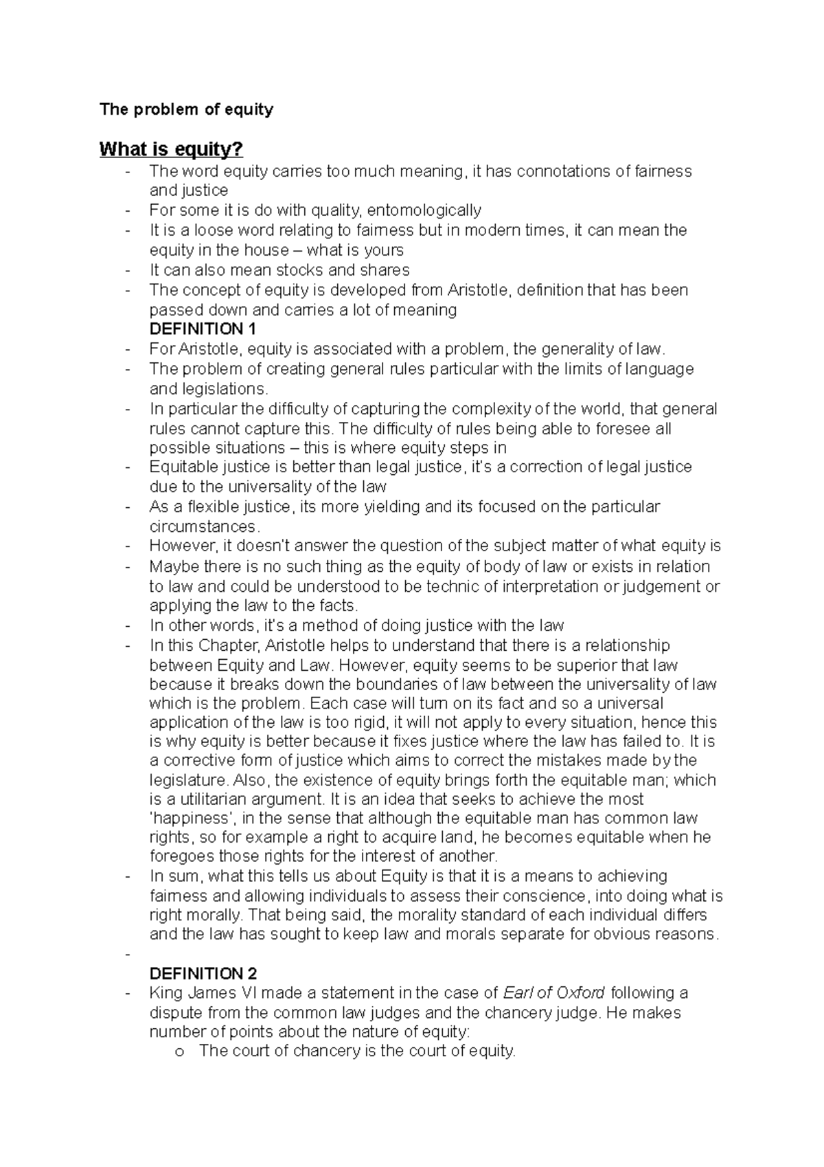 History of equity - The problem of equity What is equity? The word ...