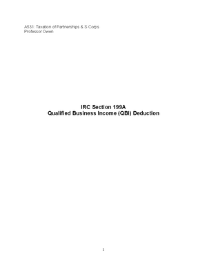 Overview of Flow Thru Entities Outline - A531 Taxation of Ptrshps & S ...