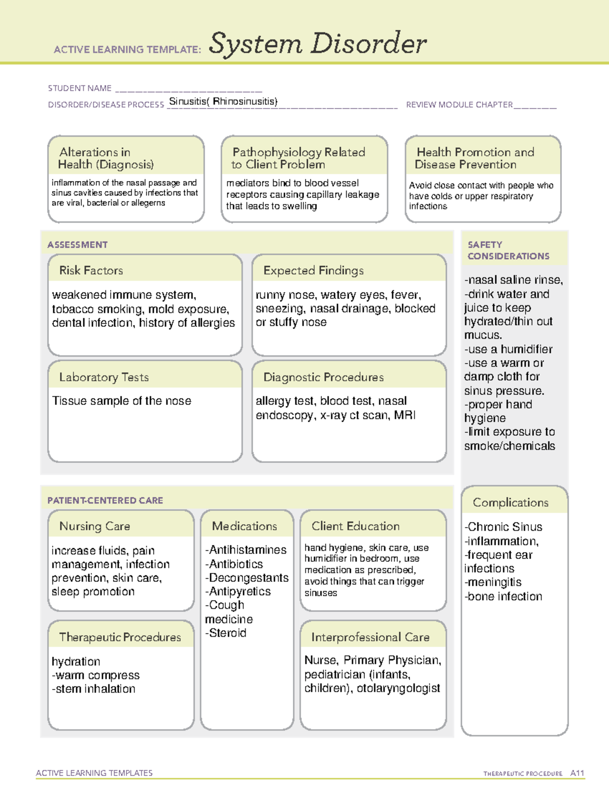 Sinusitis - coursework - ACTIVE LEARNING TEMPLATES TherapeuTic ...