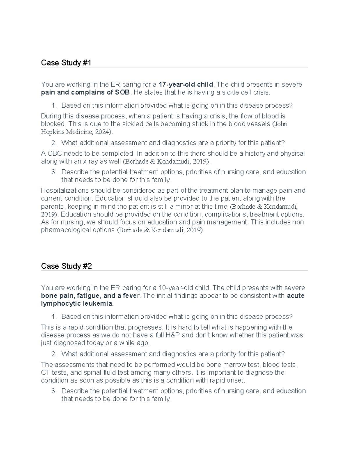 Discussion 13 - Case Study You are working in the ER caring for a 17 ...