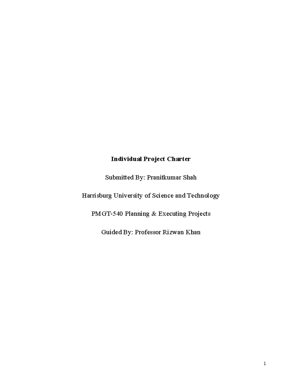 Individual Project Charter - Individual Project Charter Submitted By ...