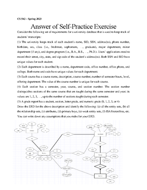 WPI - CS 542 - Introduction to Database Design - Lecture 2 Note - Lecture Note CS 542 - Database ...