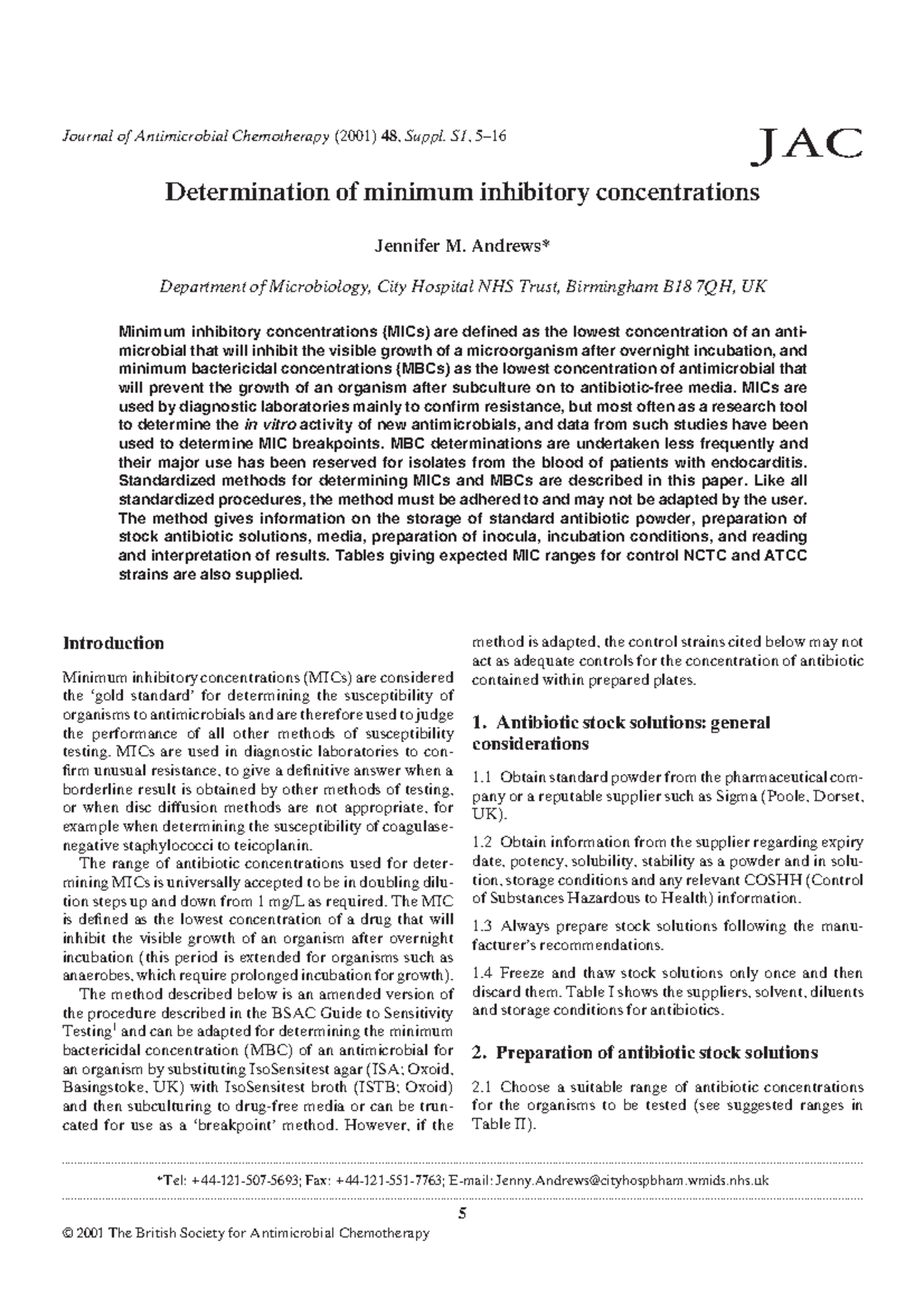 Jac 48 supply 1 5-MARA - Journal of Antimicrobial Chemotherapy (2001 ...