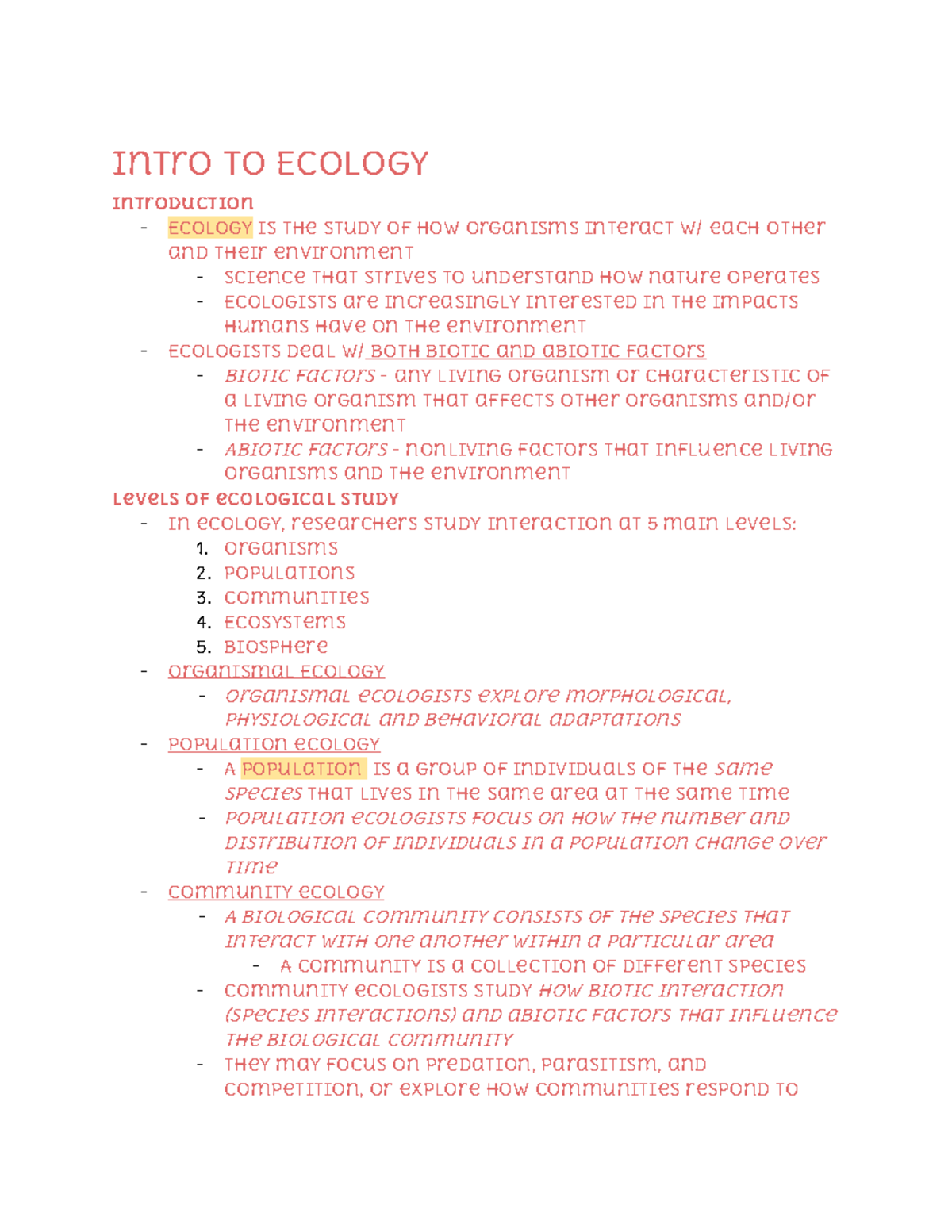 Bio Diversity - Intro to Ecology - Intro to Ecology Introduction ...