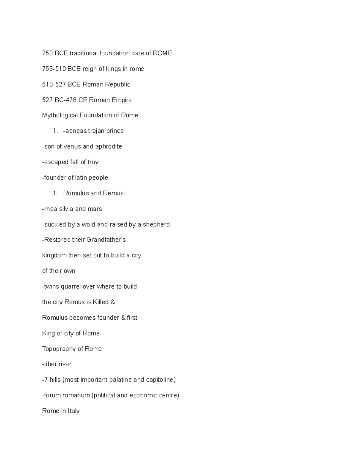 Grst 205 early rome - 750 BCE traditional foundation date of ROME 753 ...