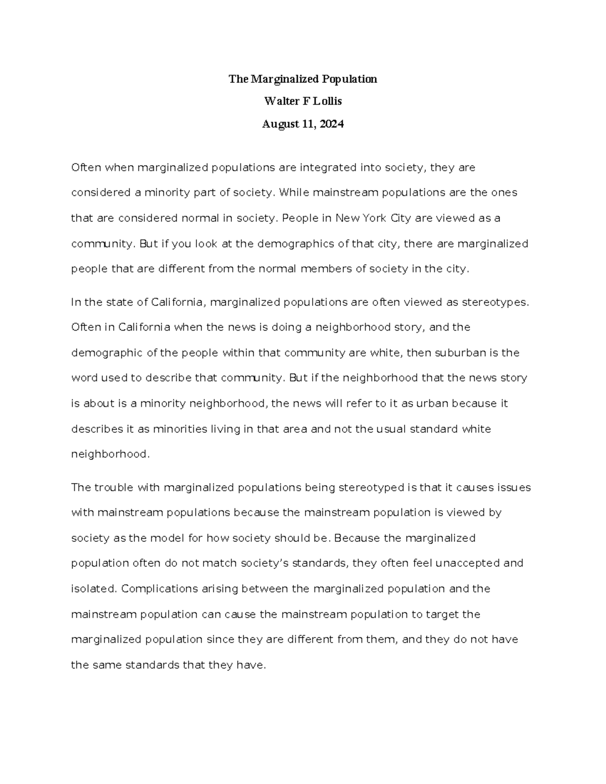 6-2 The Marginalized Population - The Marginalized Population Walter F ...