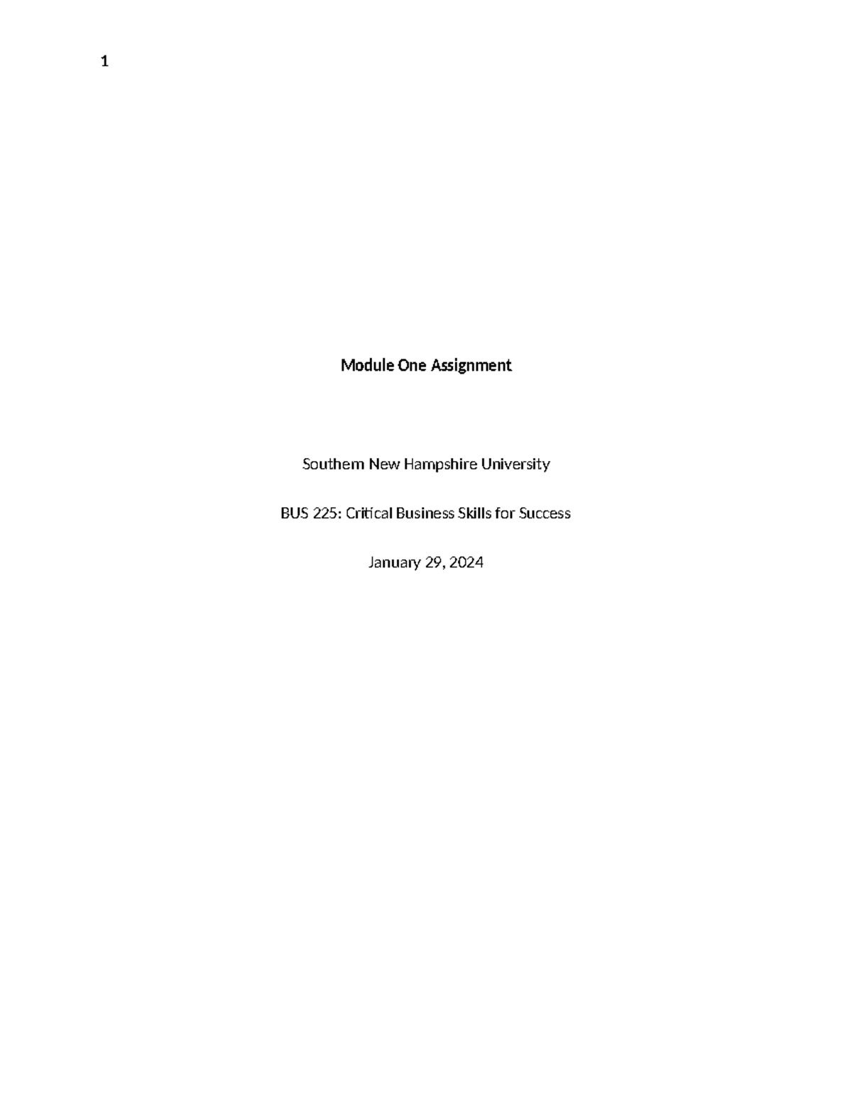 BUS225 Module One Assignment - Module One Assignment Southern New ...