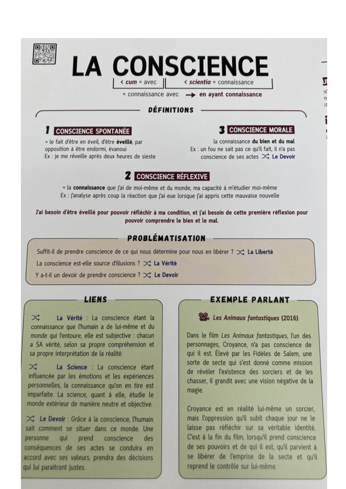 La Conscience - page 1 - LA CONSCIENCE cum avec scientia connaissance connaissance avec en ayant ...