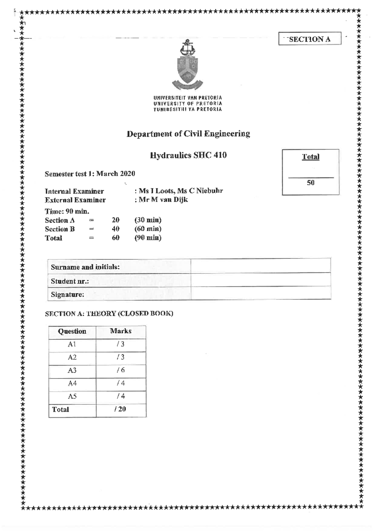 SHC 410 Semester Test 1 2020 - SHC 410 - Studocu