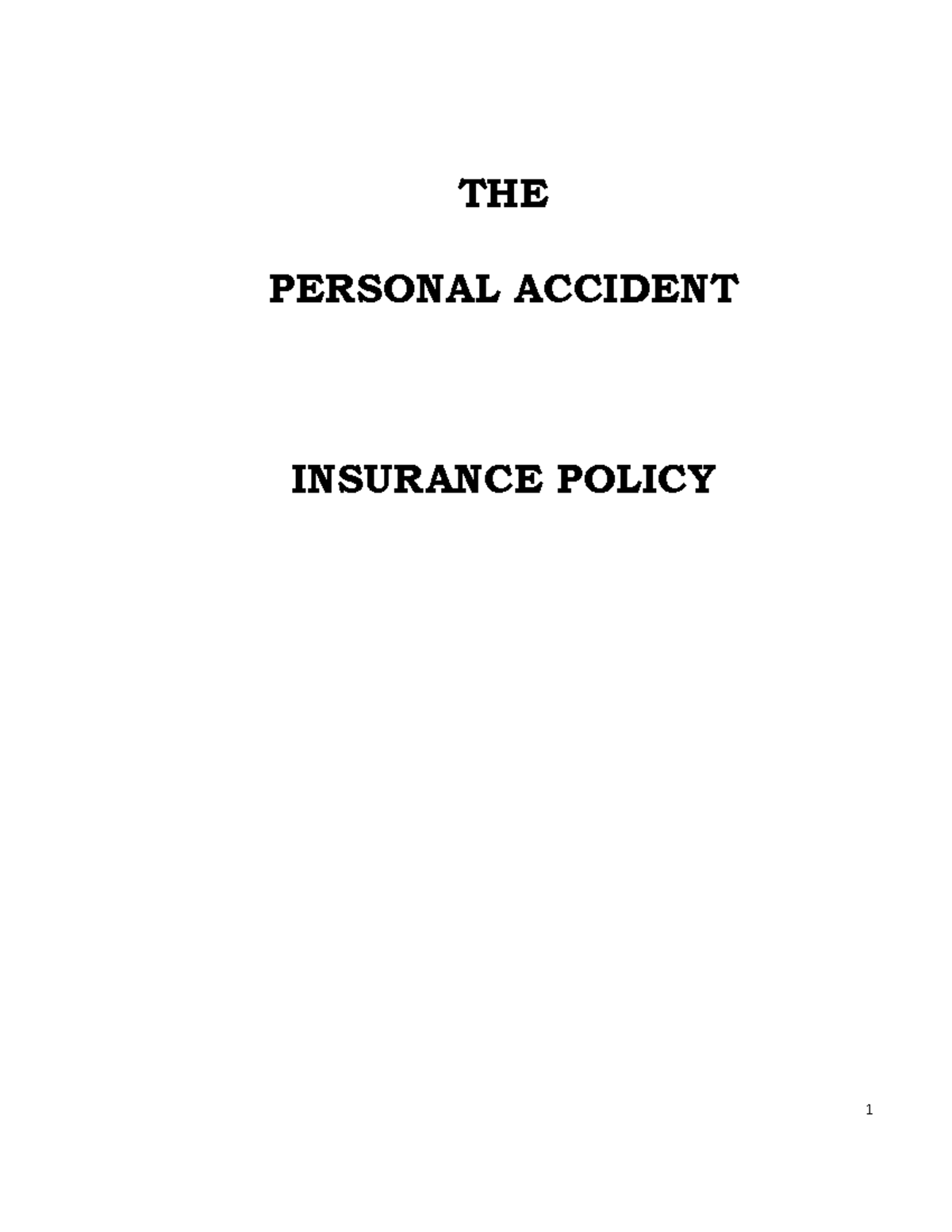 Standardized Personal Accident Insurance Policy - THE PERSONAL ACCIDENT ...