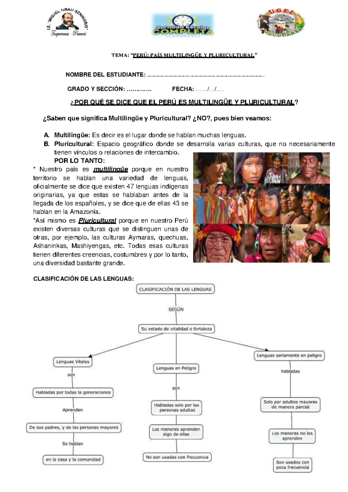 Actividad Pluricultural , Multilingue - TEMA: “PERÚ: PAÍS MULTILINGÜE Y ...
