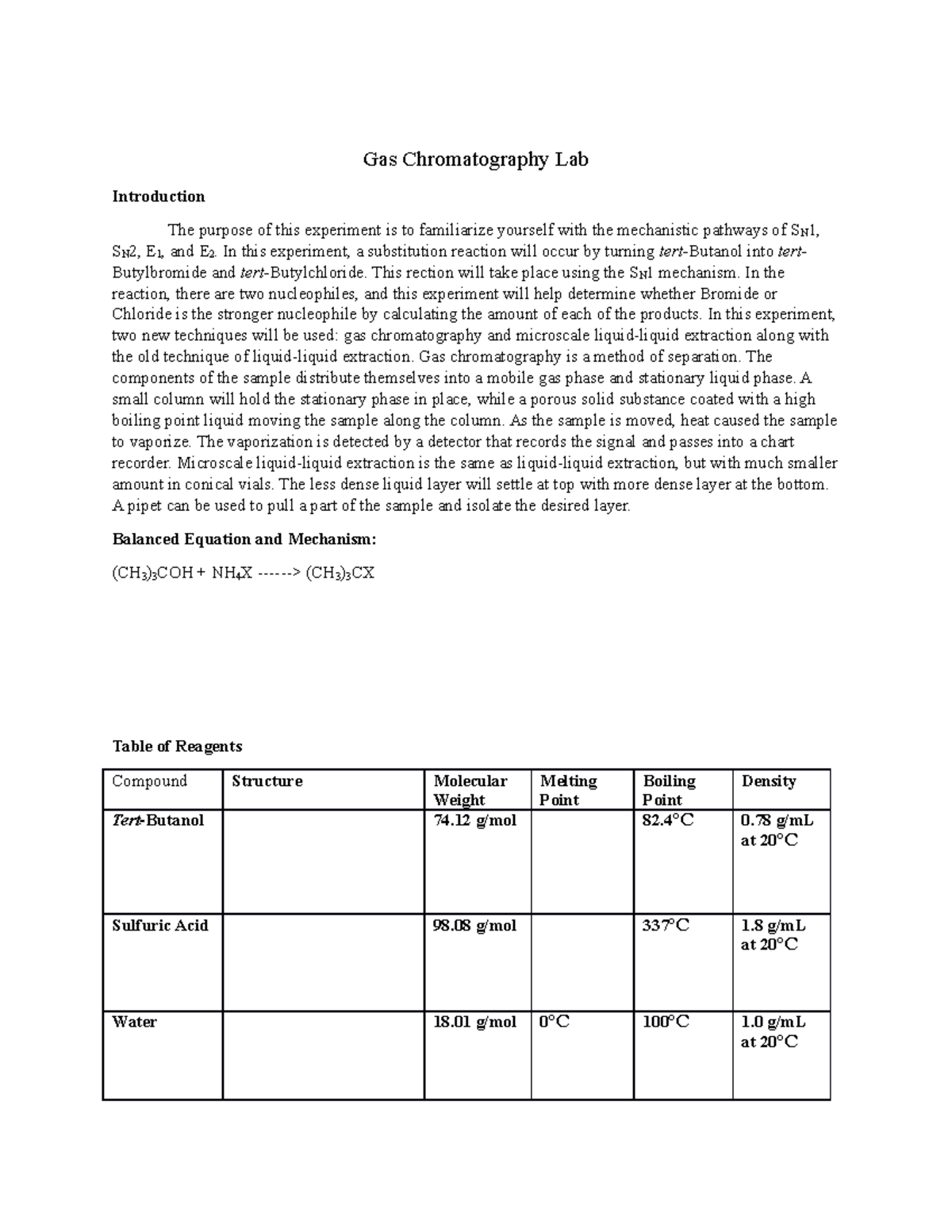 Gas Chromatography Post-Lab Report - Gas Chromatography Lab ...
