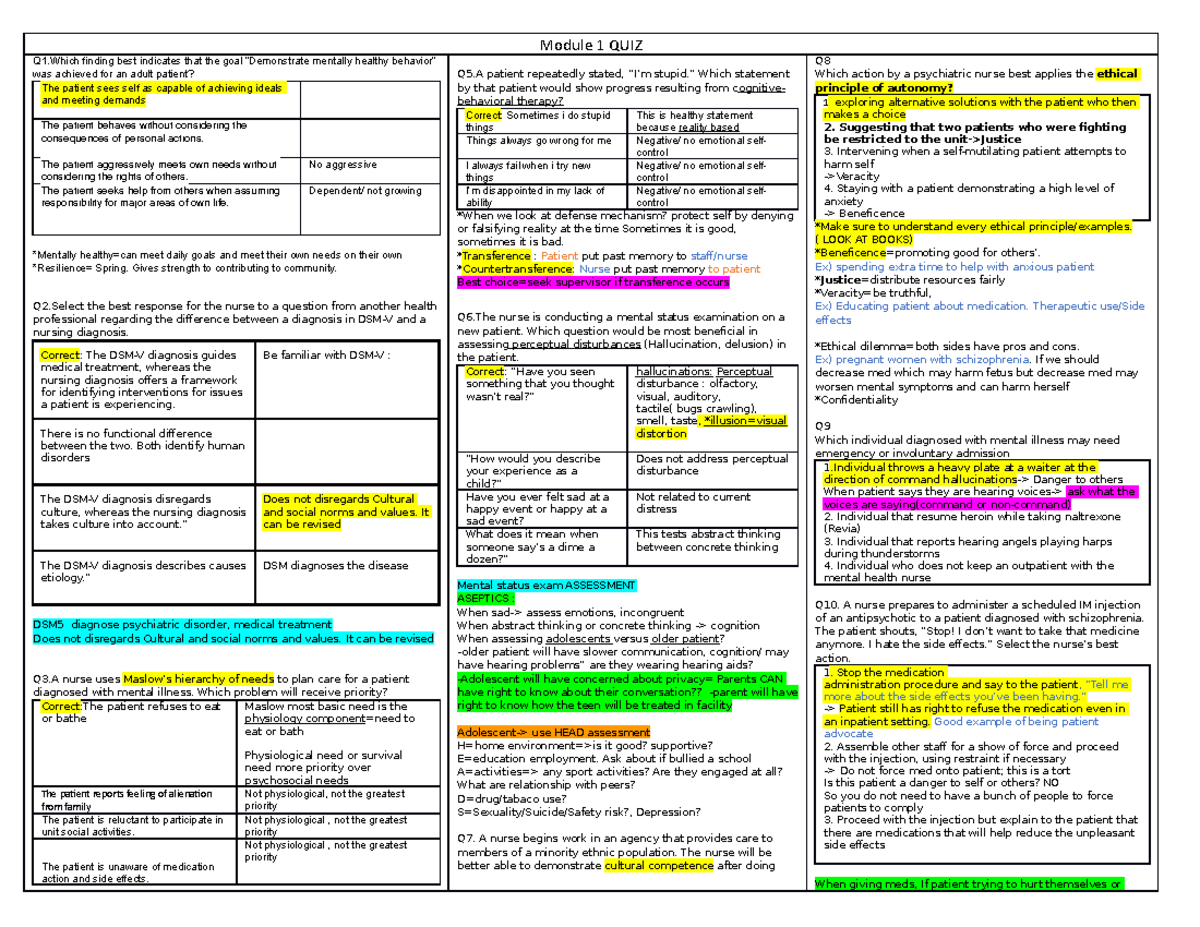 Module 1 quiz with rationale through zoom lecture - Module 1 QUIZ Q1 ...