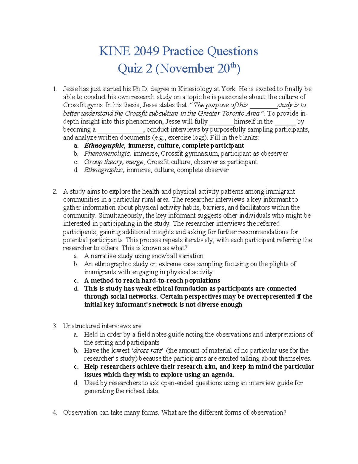 Answers Quiz 2 KINE 2049 Nov. 20 practice questions (1) - KINE 2049 Practice Questions Quiz 2 ...