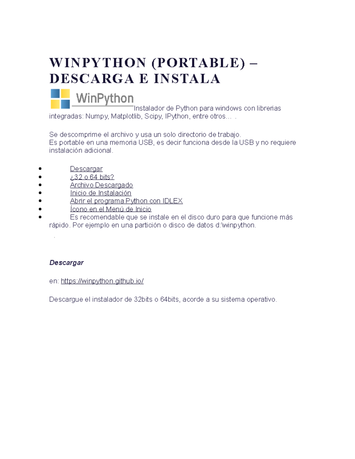 Manual PARA Descargar Wynpythonde forma sencilla - WINPYTHON (PORTABLE ...